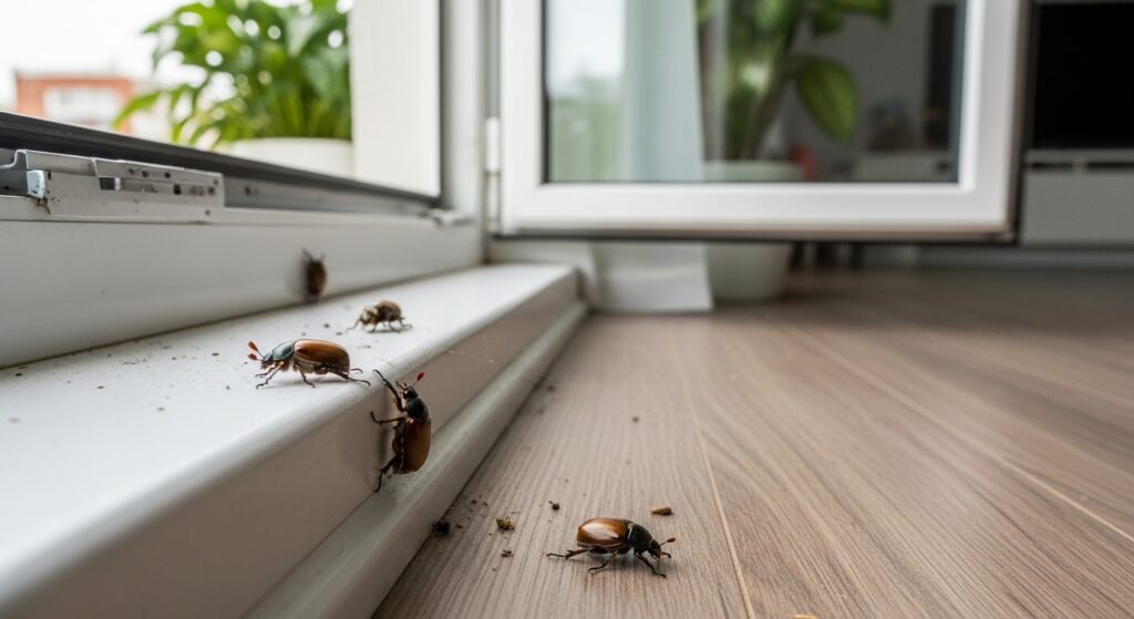 Kleine Kafer Am Fensterrahmen